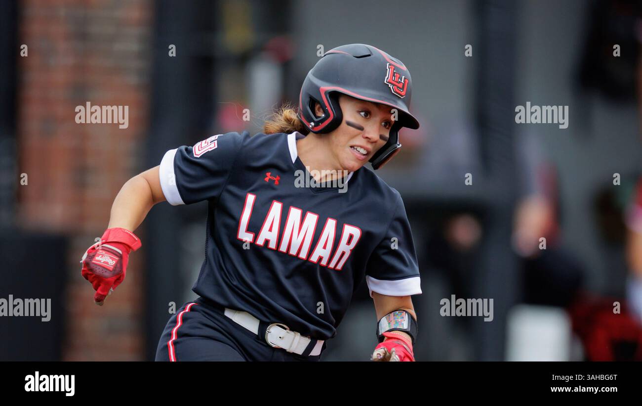 Lamar University infielder Gracee Hess (32) runs during an NCAA ...