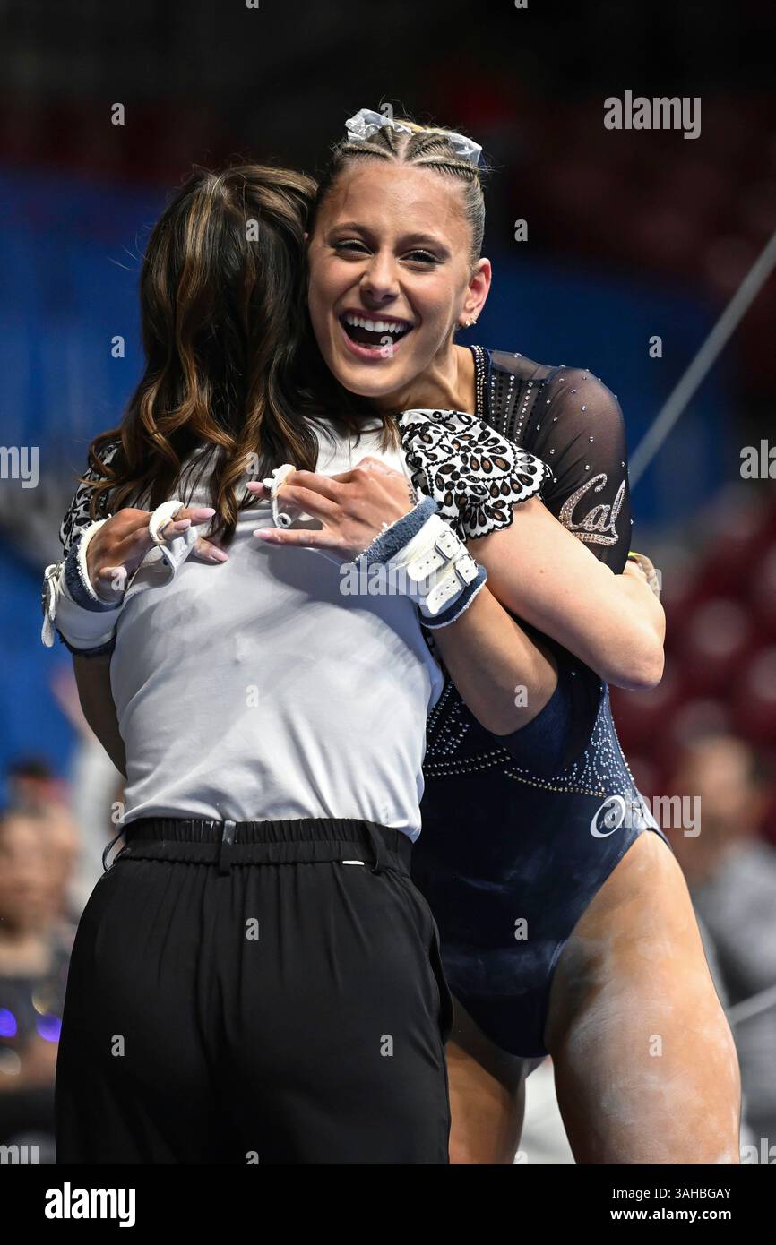 April 6, 2025, Tuscaloosa, Alabama, US: ELLA CESARIO hugs her coach ...