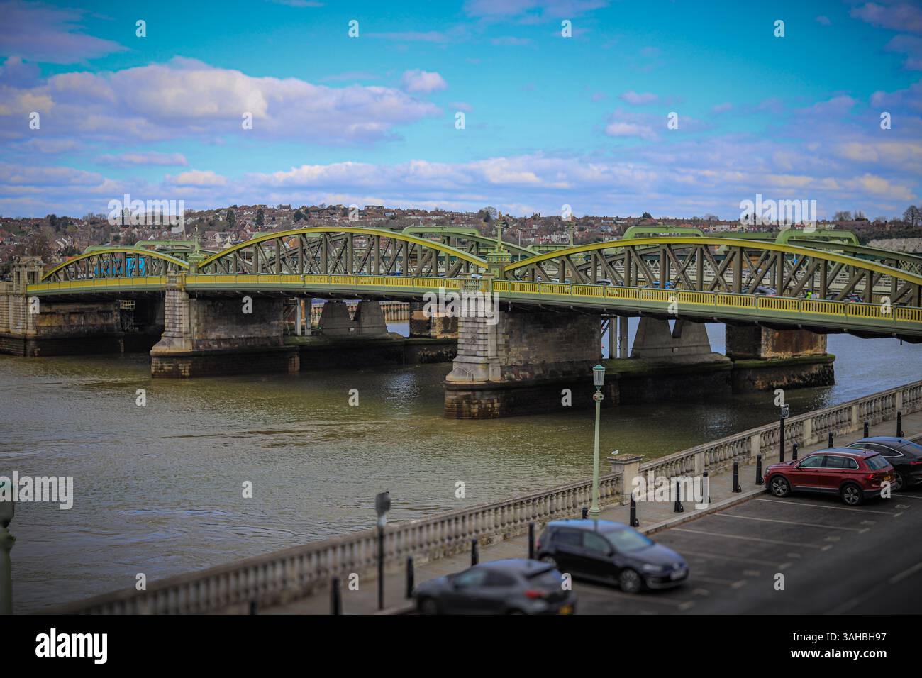 Historic Rochester railway bridge over the River Medway, Rochester ...