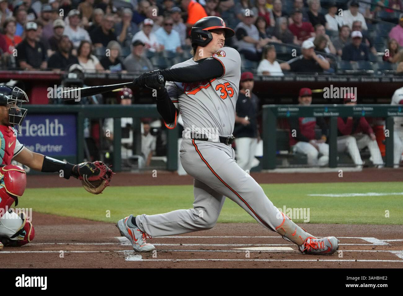 Baltimore Orioles catcher Adley Rutschman (35) in the first inning ...