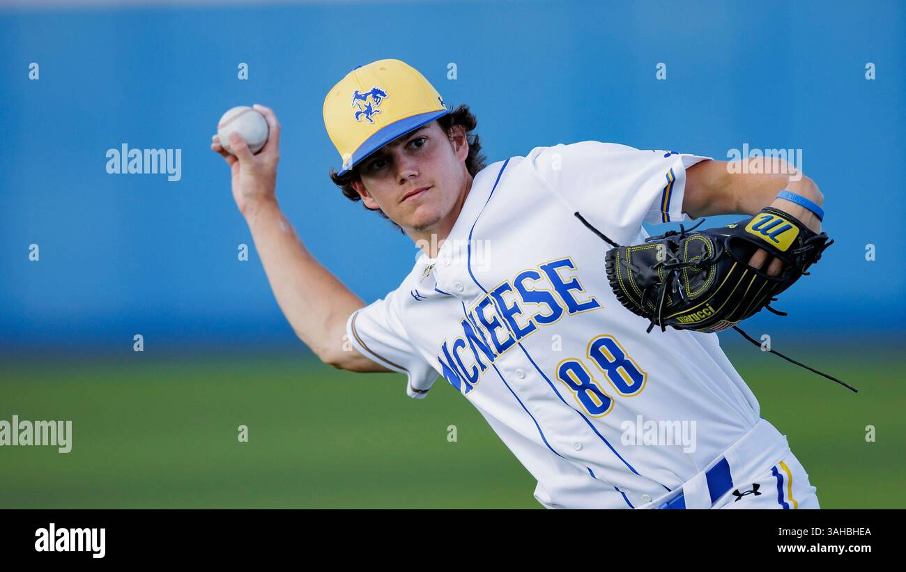 McNeese State pitcher Parker Primeaux (88) throws during an NCAA ...