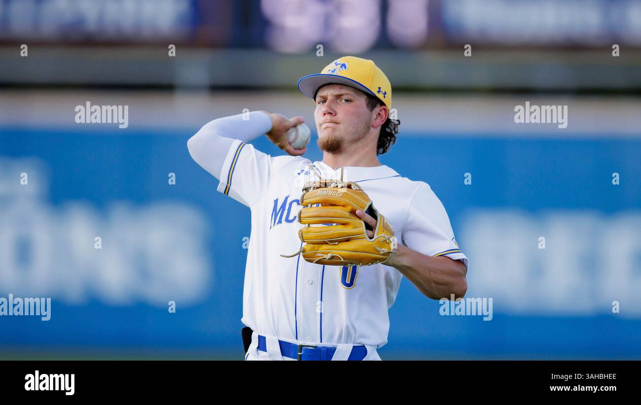 McNeese State infielder Bryce Fontenot (0) throws during an NCAA ...