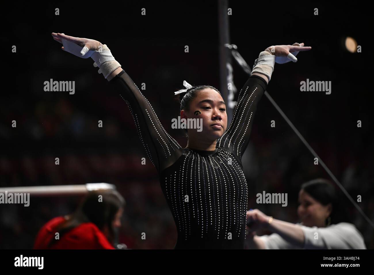 April 4, 2025, Tuscaloosa, Alabama, US: AURÃ‰LIE TRAN competes on the ...