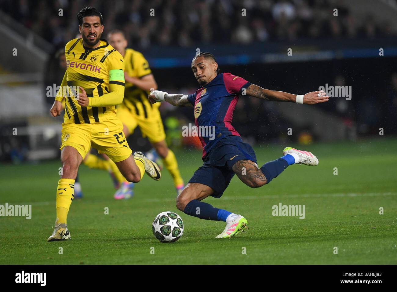 UEFA Champions League soccer match FC Barcelona vs Borussia Dortmund at Montjuic Olimpic Stadium ...