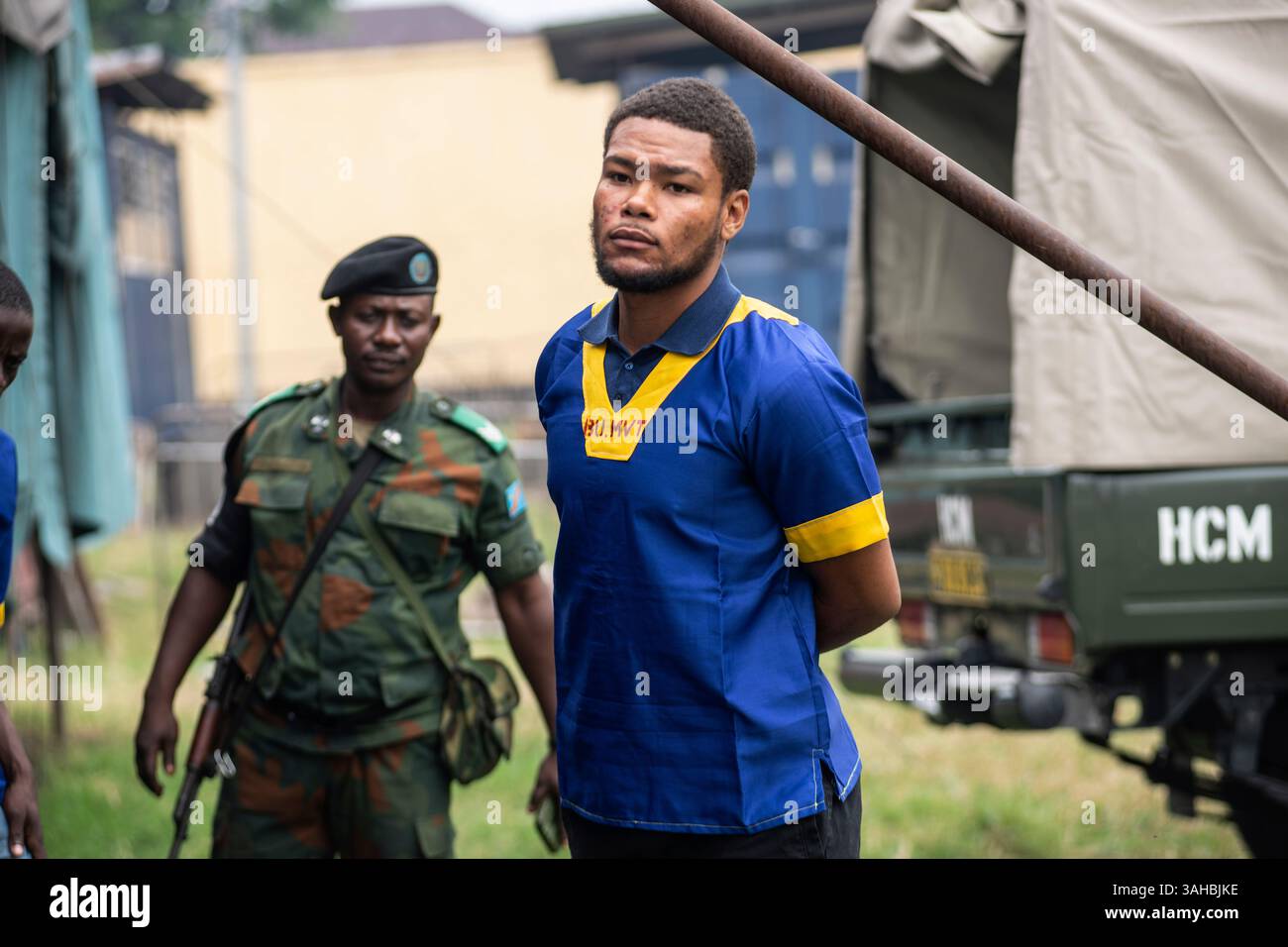 FILE - American Marcel Malanga arrives for a court verdict in Congo ...