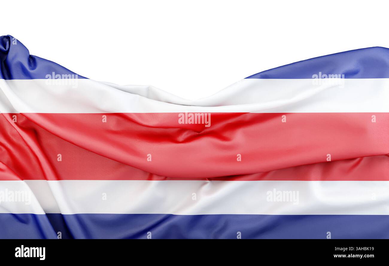 Flag of Costa Rica isolated on white background with copy space above ...
