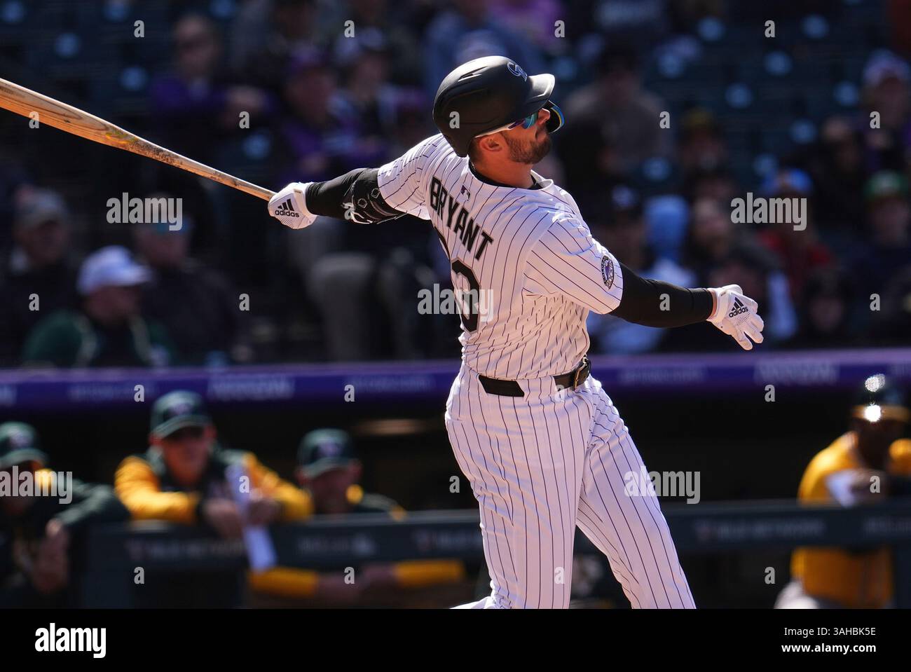 Colorado Rockies outfielder Kris Bryant (23) in the eighth inning of a ...