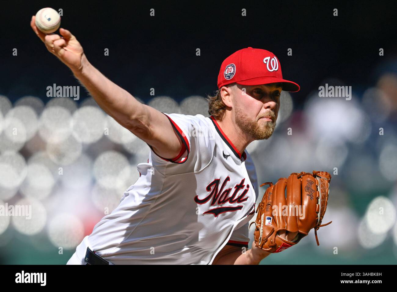 Washington Nationals pitcher Jake Irvin throws during the first inning ...