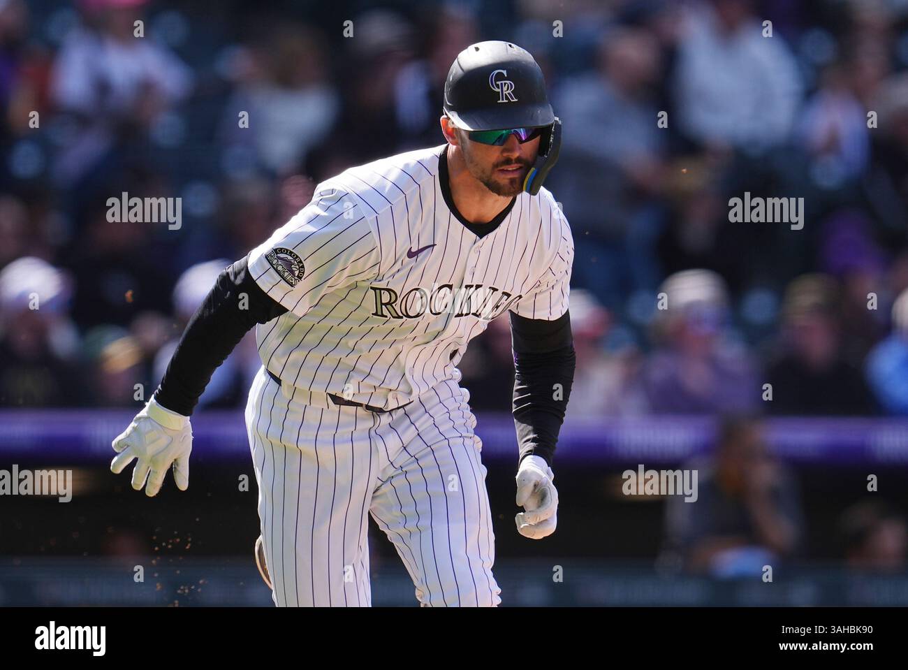 Colorado Rockies outfielder Brenton Doyle (9) in the eighth inning of a ...