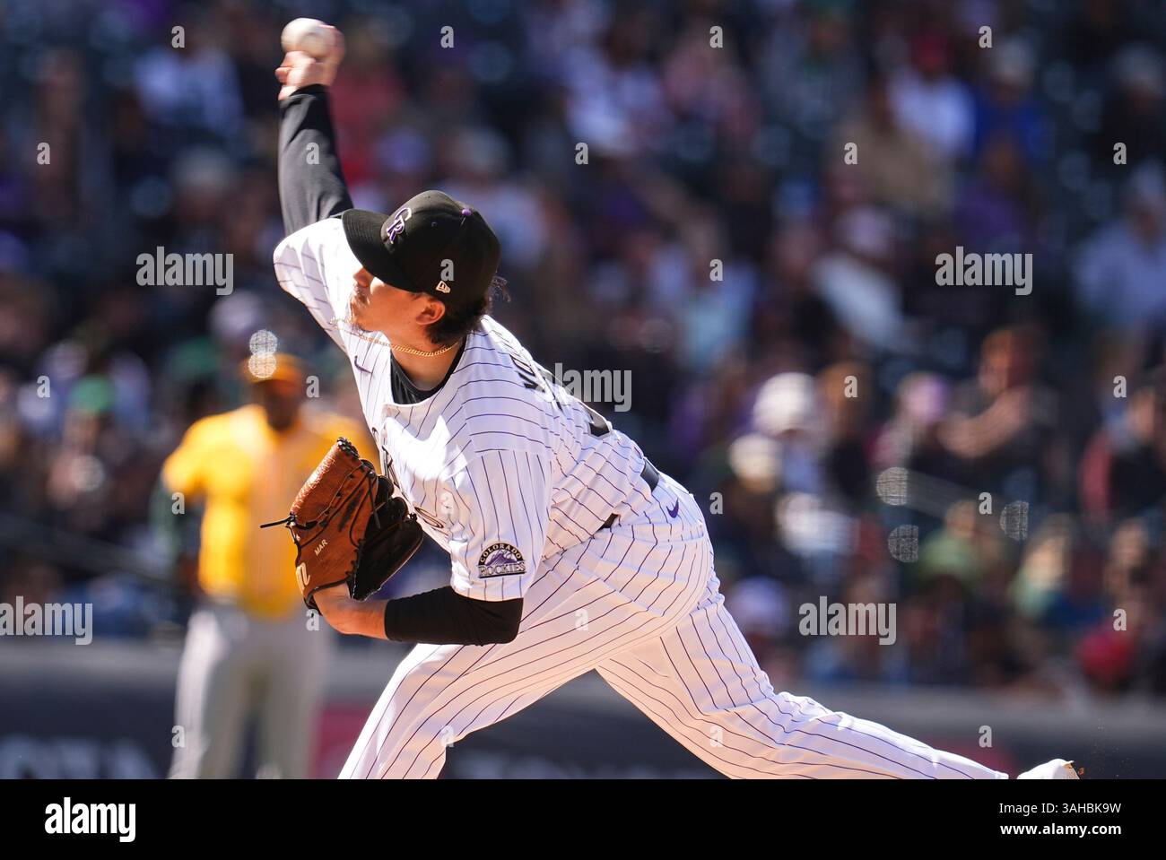 Colorado Rockies pitcher Victor Vodnik (38) in the eighth inning of a ...