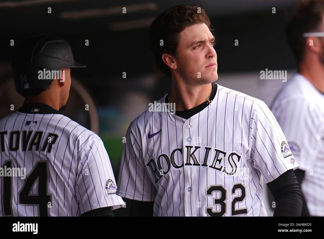 Colorado Rockies pitcher Chase Dollander (32) in the second inning of a ...