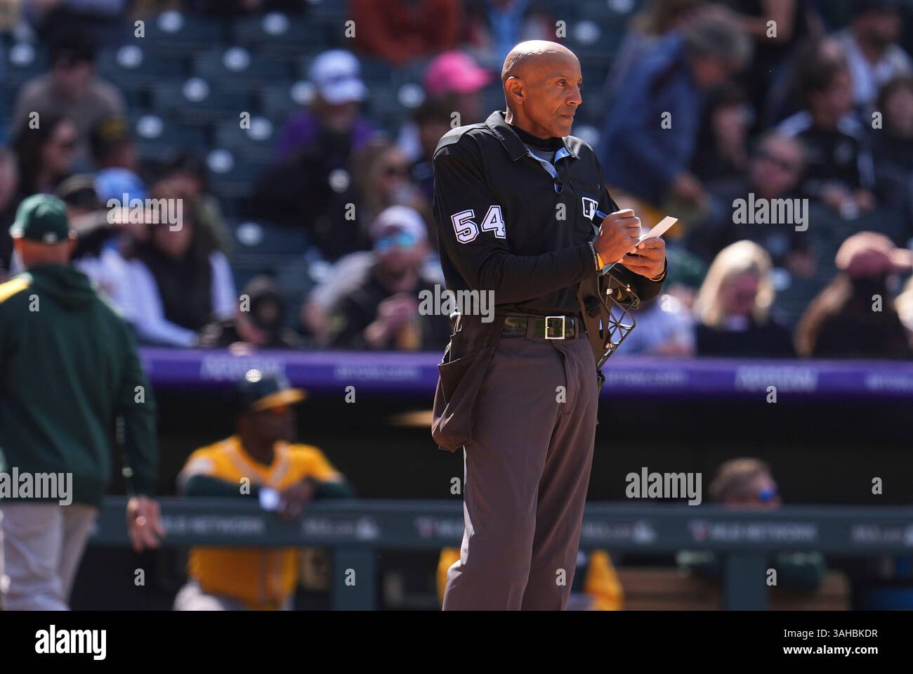 Home plate umpire CB Bucknor (54) in the eighth inning of a baseball ...