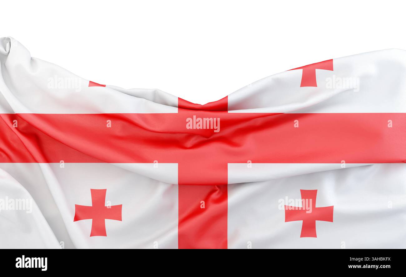 Flag of Georgia isolated on white background with copy space above. 3D rendering Stock Photo - Alamy