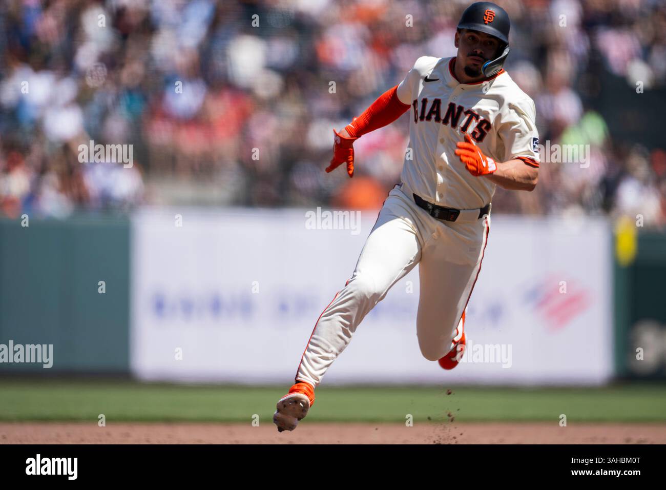 San Francisco Giants' Willy Adames rounds third base to score during ...