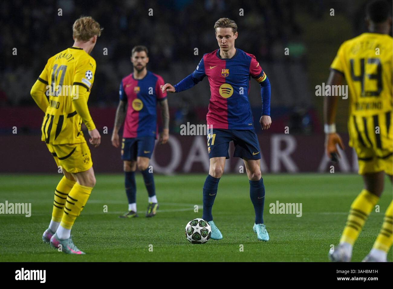 UEFA Champions League soccer match FC Barcelona vs Borussia Dortmund at Montjuic Olimpic Stadium ...