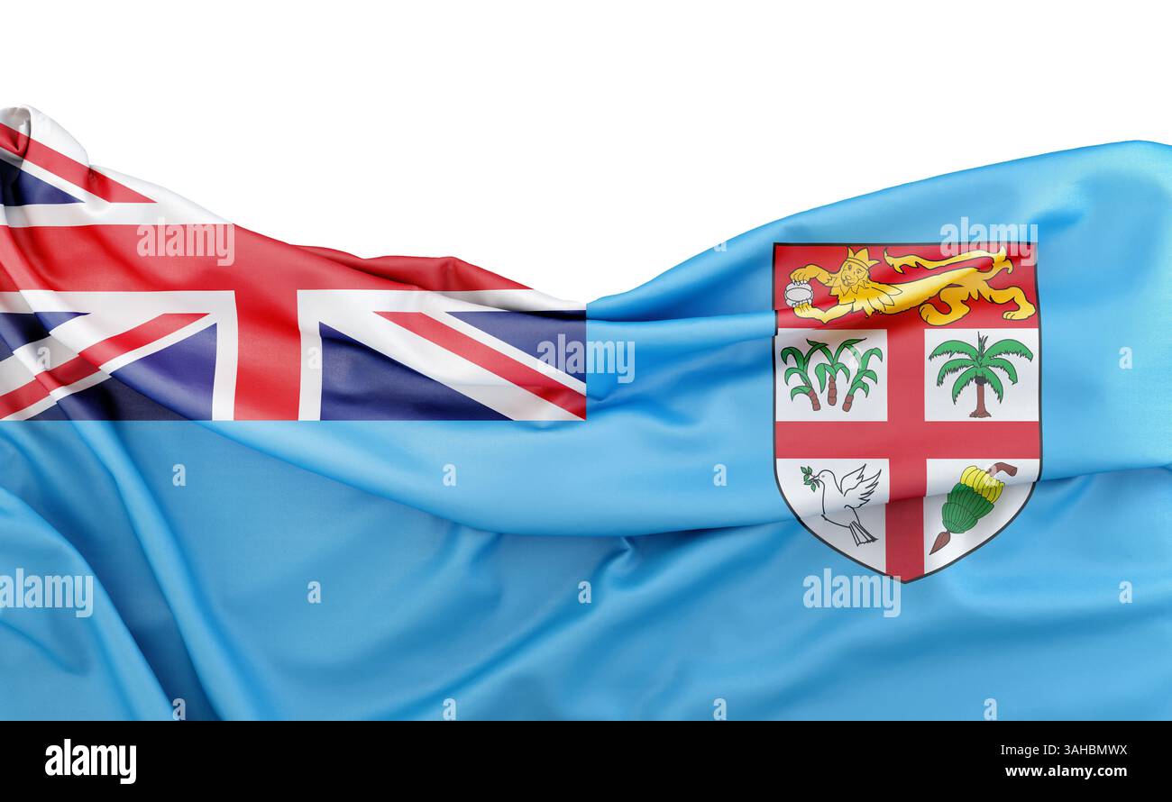 Flag of Fiji isolated on white background with copy space above. 3D rendering Stock Photo - Alamy