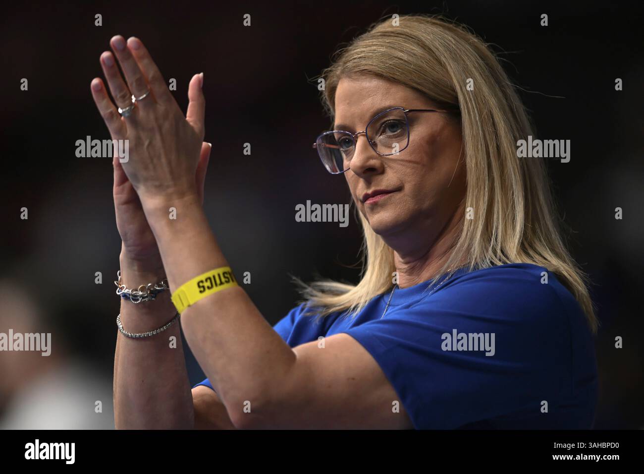 April 6, 2025, Tuscaloosa, Alabama, US: JENNY ROWLAND watches over her ...
