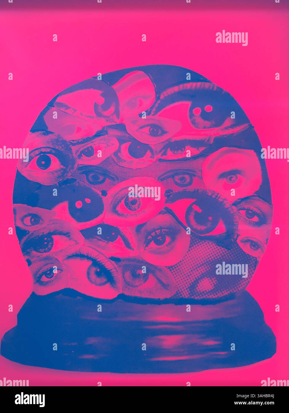 Conceptual collage art of a crystal ball full of human eyes Stock Photo ...