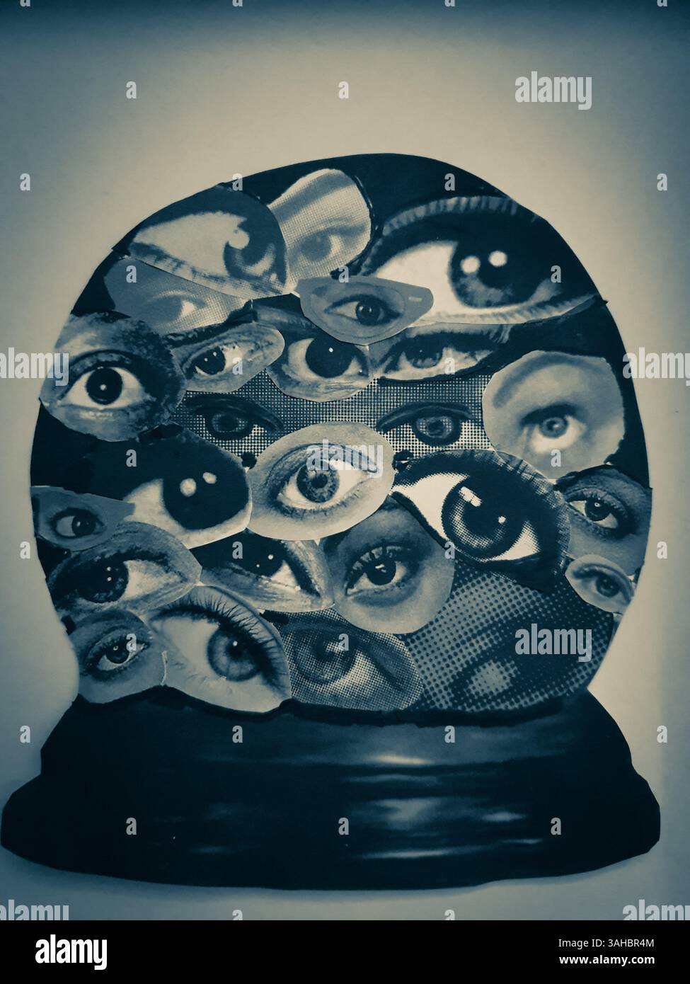 Conceptual collage art of a crystal ball full of human eyes Stock Photo ...