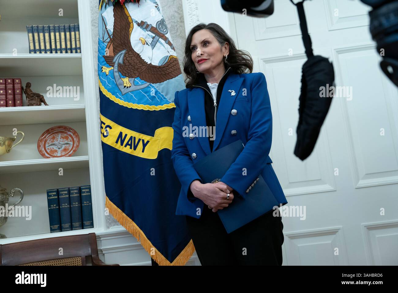 Governor Gretchen Witmer (Democrat of Michigan) watches as United ...