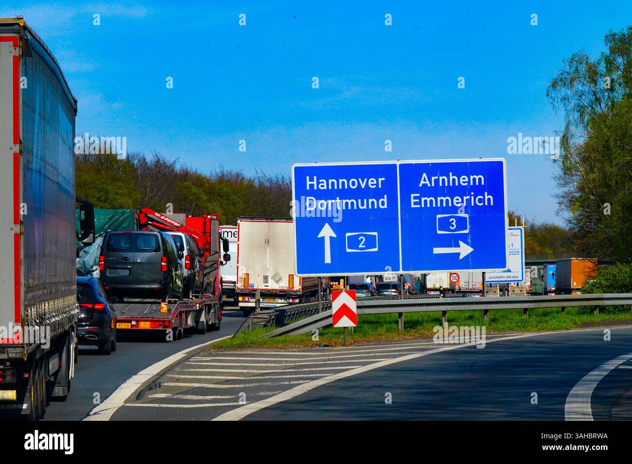 Deutschland, Europa, Autobahn A2 A3, Verkehr, Ausfahrt Emmerich ...