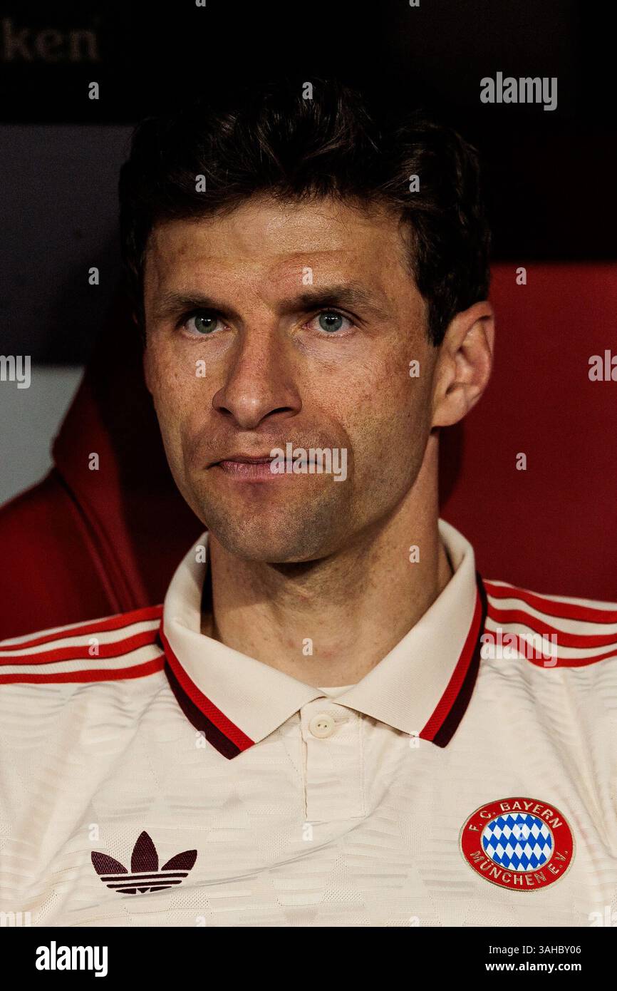 Thomas M?ller (FC Bayern M?nchen, 25) auf der Bank UEFA Champions League Viertelfinale: FC ...