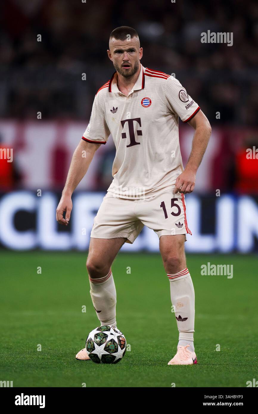 Munich, Germany. 8 April 2025. Eric Dier of FC Bayern Munchen in action ...