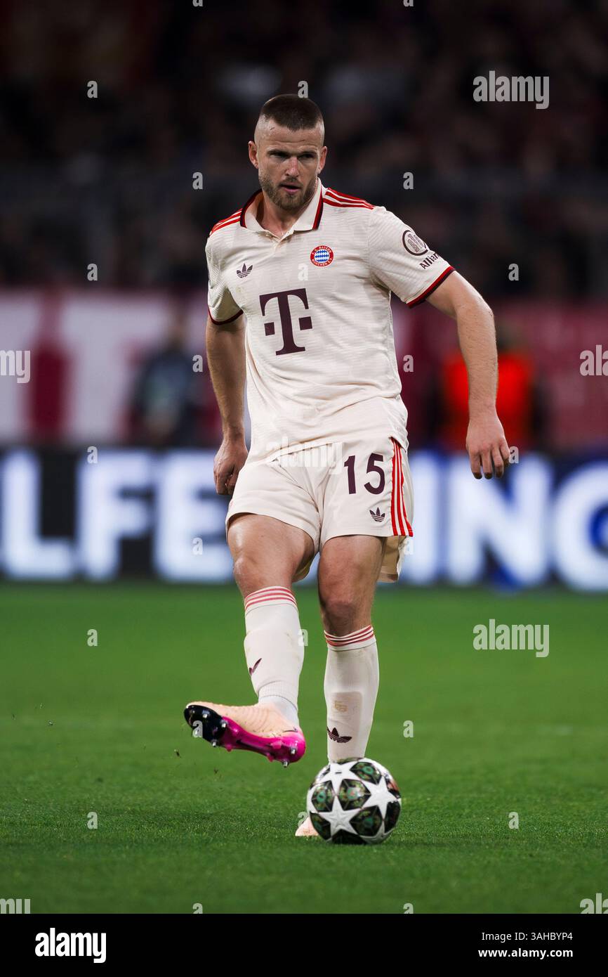 Munich, Germany. 8 April 2025. Eric Dier of FC Bayern Munchen in action ...