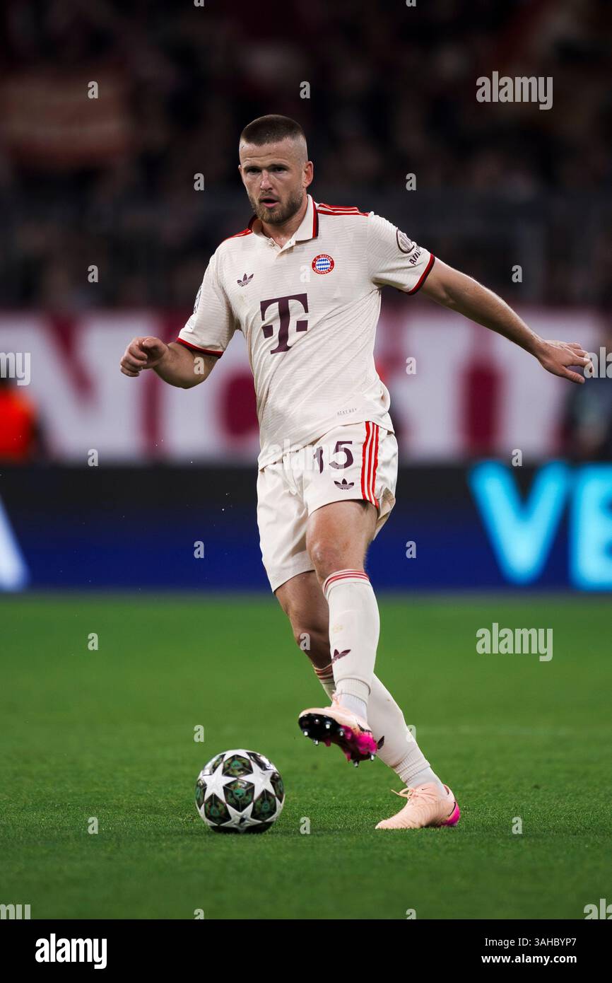 Munich, Germany. 8 April 2025. Eric Dier of FC Bayern Munchen in action ...
