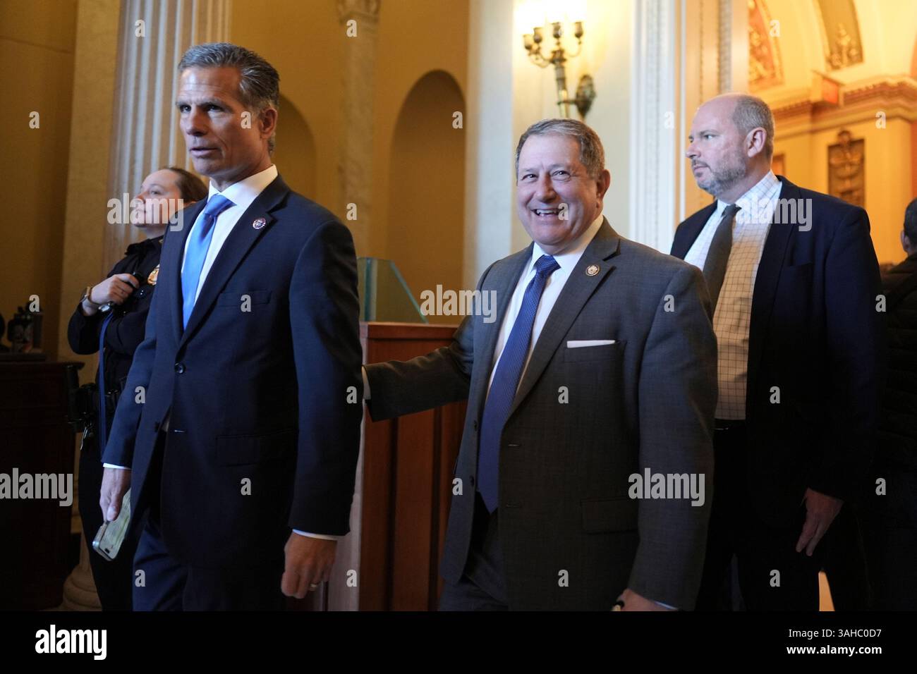 Rep. Dan Meuser, R-Pa., left, and Rep. Joe Morelle, D-N.Y., center ...