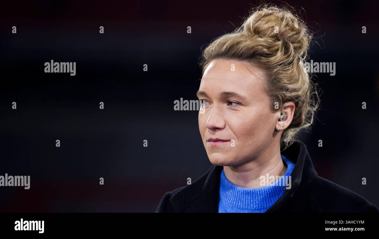 Munich, Germany. 8 April 2025. Josephine Henning looks on at the end of ...