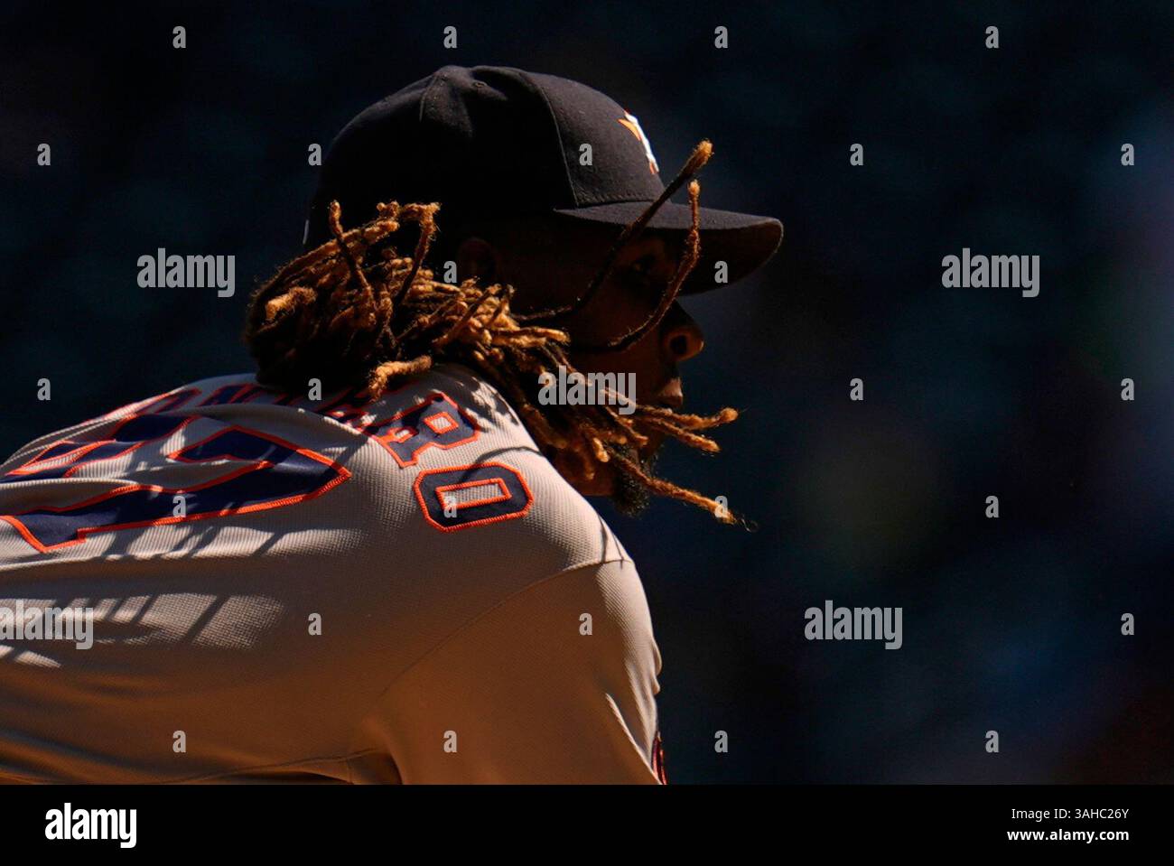Houston Astros relief pitcher Rafael Montero (47) delivers during the ...