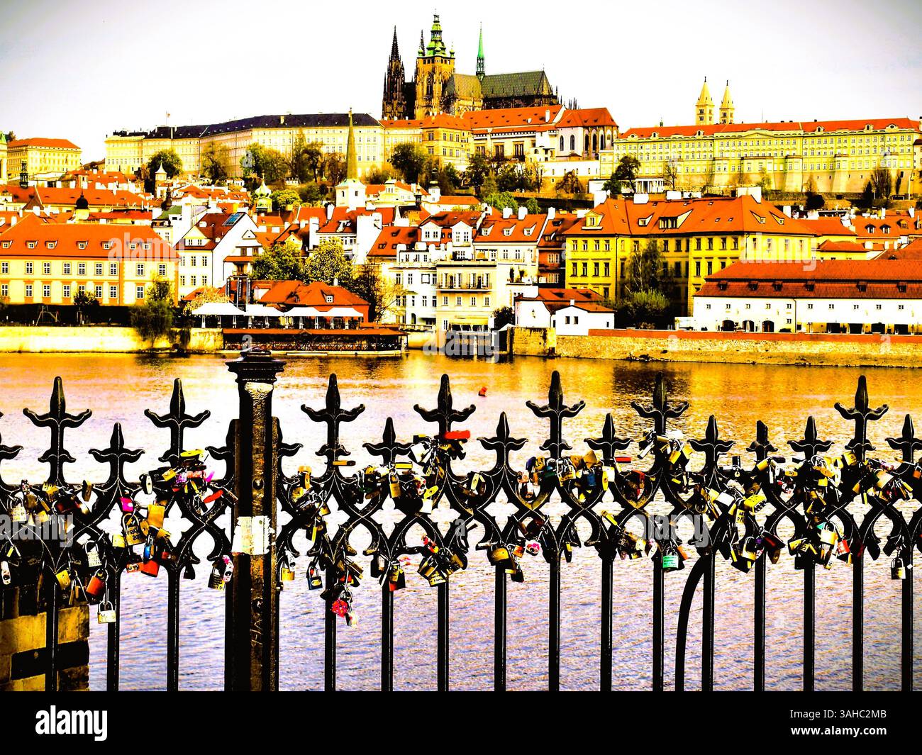 Padlock fence river prague castle hi-res stock photography and images ...