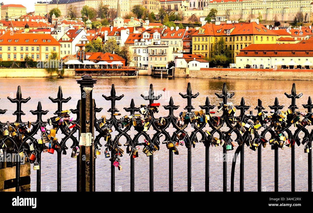 Prague castle padlocks vltava river hi-res stock photography and images ...