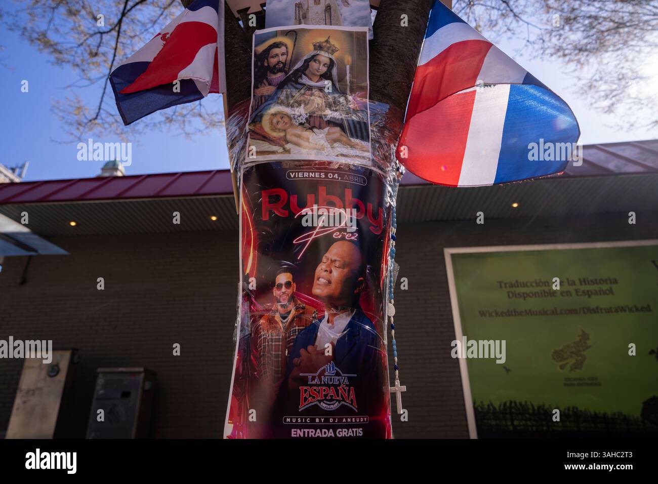A poster of victim Rubby Perez is seen at a makeshift vigil for the ...