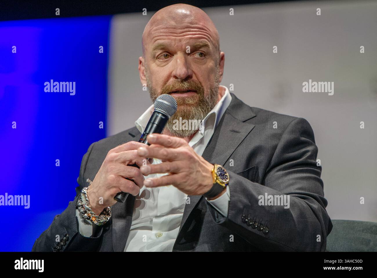 LAS VEGAS, Nevada - Paul "Triple H" Levesque speaking at NAB Show WWE ...
