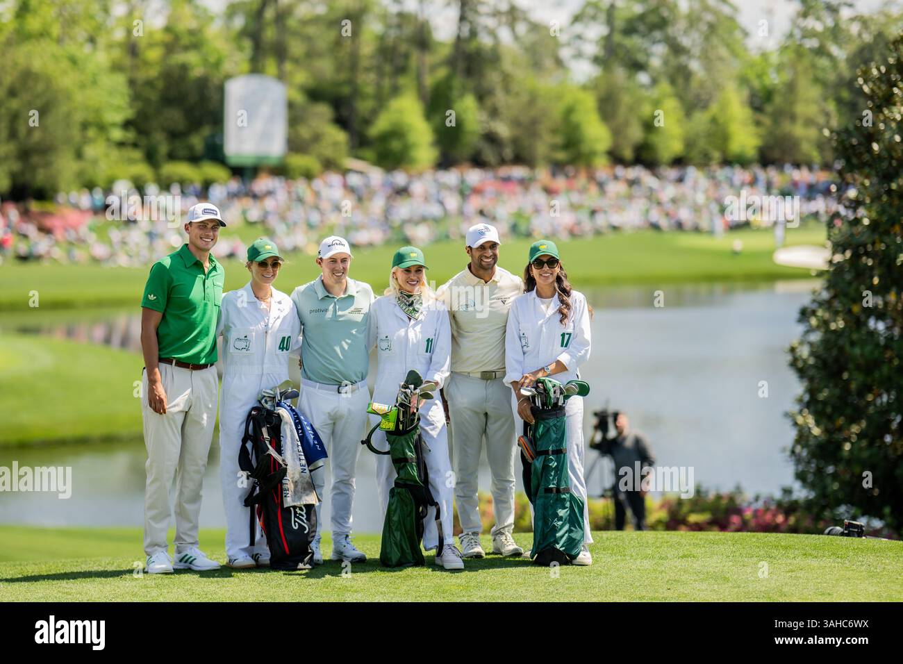250409 Ludvig Åberg of Sweden with his girlfriend Olivia Peet, Matthew ...