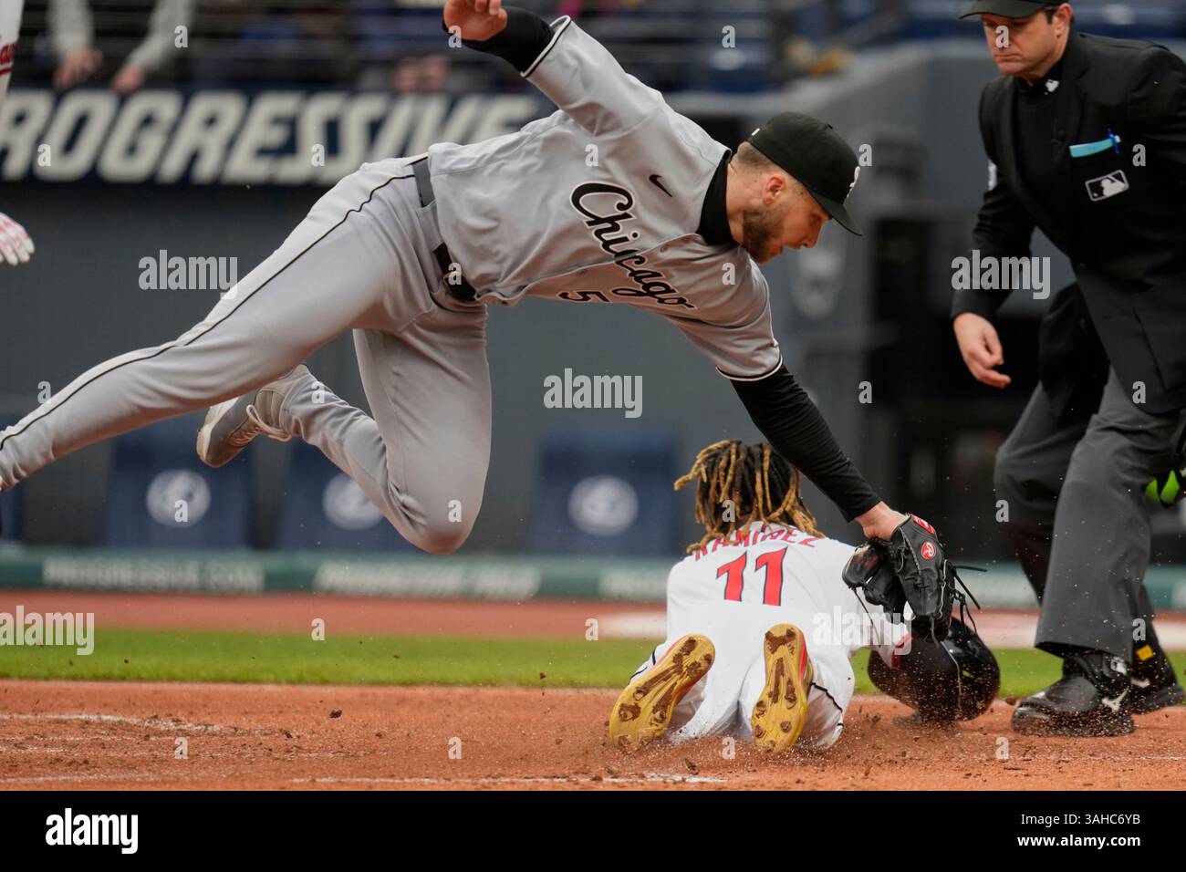 Chicago White Sox starting pitcher Sean Burke falls over Cleveland ...