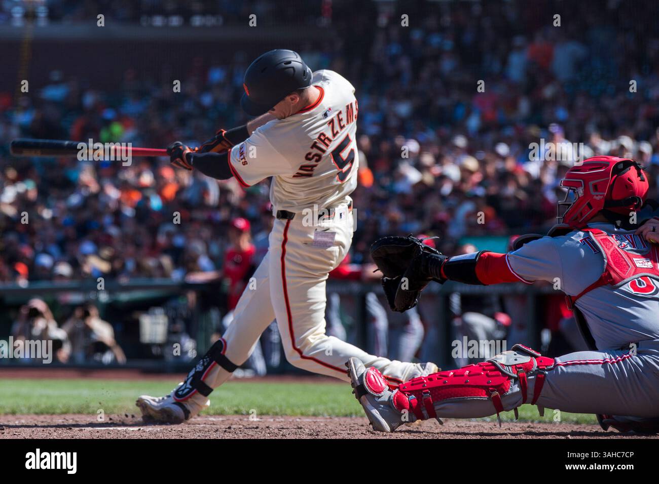 San Francisco Giants' Mike Yastrzemski hits a home run during the tenth ...