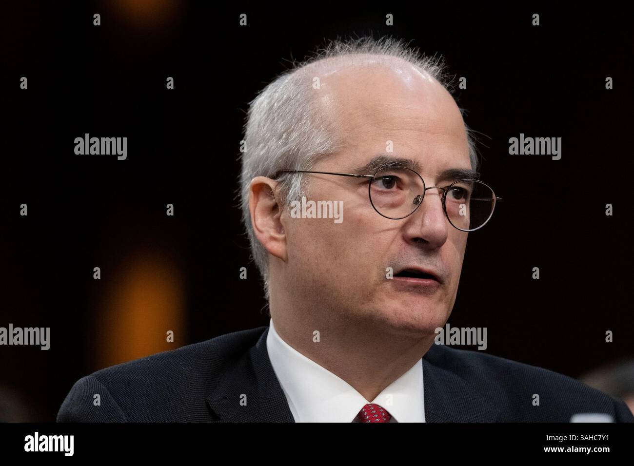 Aaron Lukas speaks at a Senate Committee on Intelligence hearings to ...