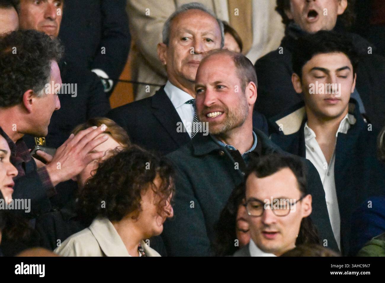 Paris, France. 09th Apr, 2025. Price William of Wales attends the UEFA ...