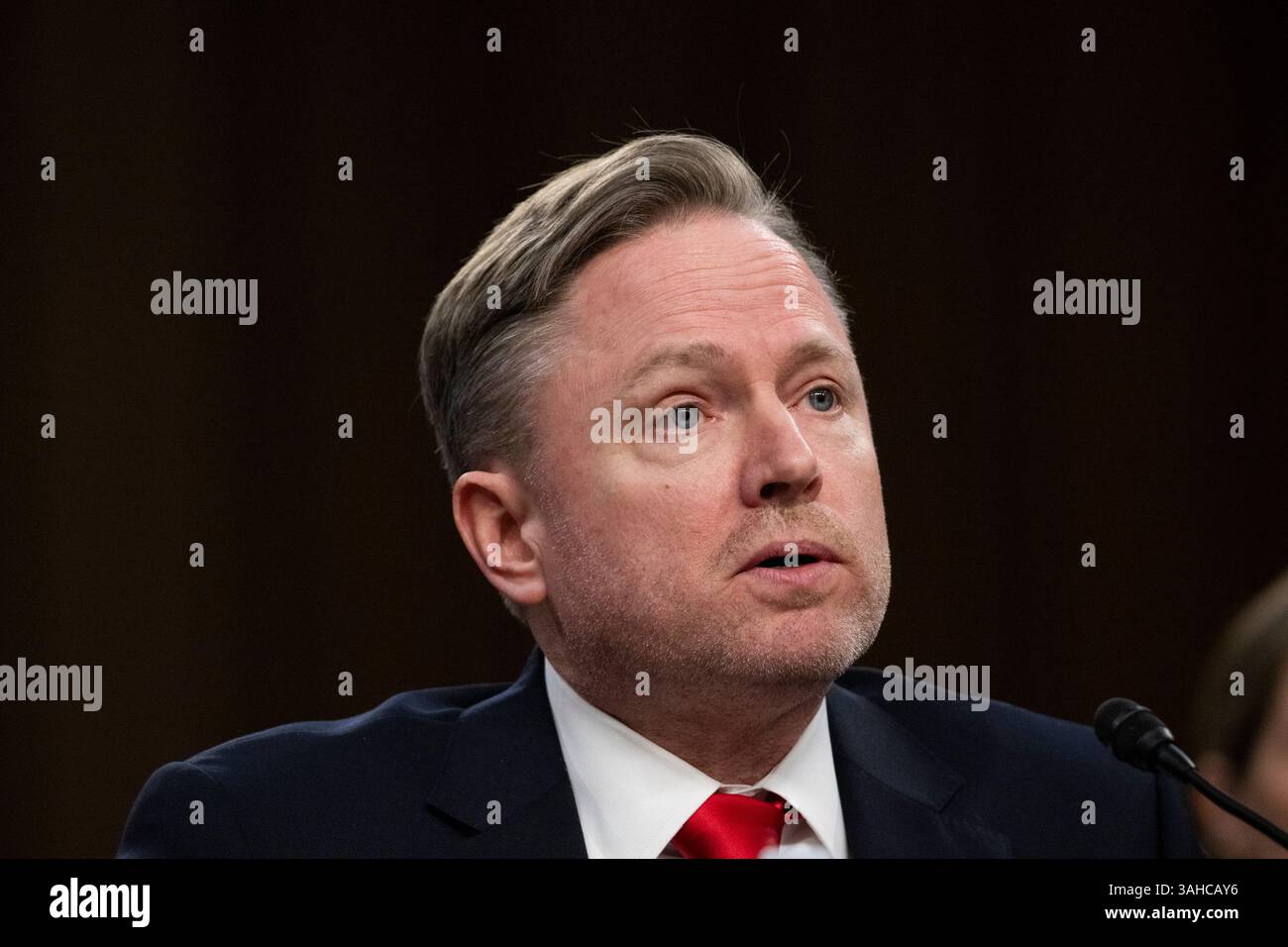 Aaron Lukas speaks at a Senate Committee on Intelligence hearings to ...