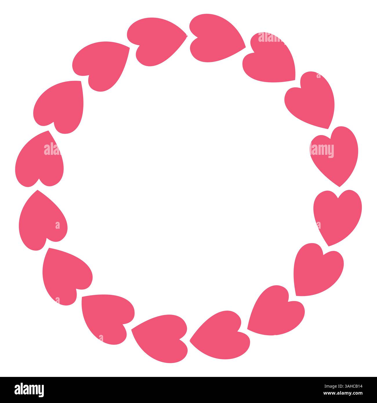 Round frame of pink cartoon hearts. Vector illustration Stock Vector ...