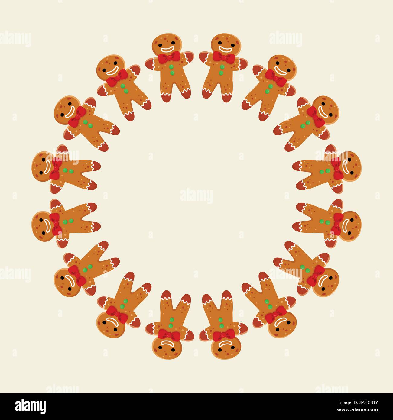 Round frame of gingerbread men. Vector illustration Stock Vector Image ...