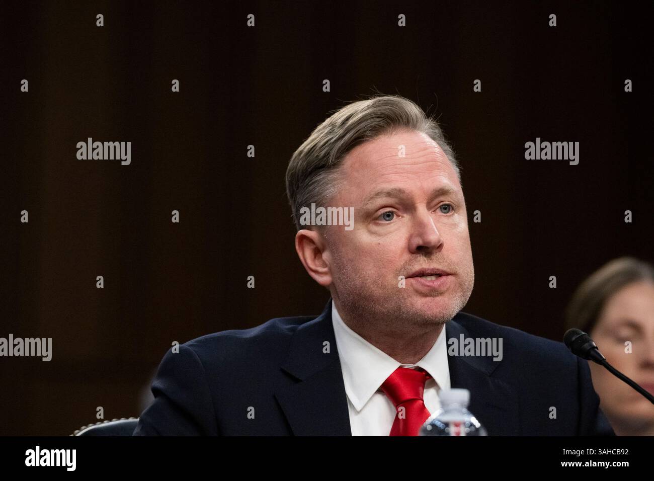 Aaron Lukas speaks at a Senate Committee on Intelligence hearings to ...