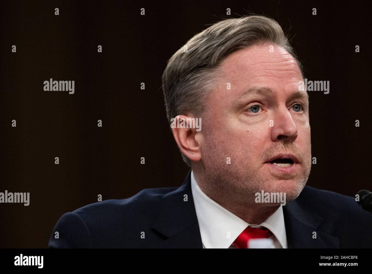Aaron Lukas speaks at a Senate Committee on Intelligence hearings to ...
