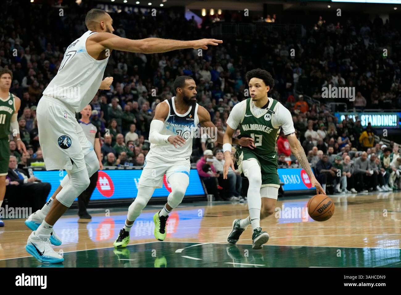Milwaukee Bucks' Ryan Rollins dribbles against Minnesota Timberwolves ...