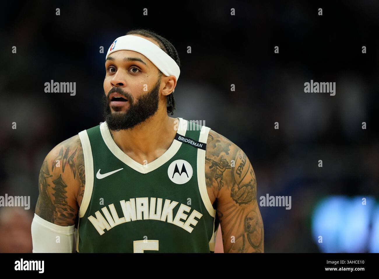 Milwaukee Bucks' Gary Trent Jr. reacts during the second half of an NBA ...