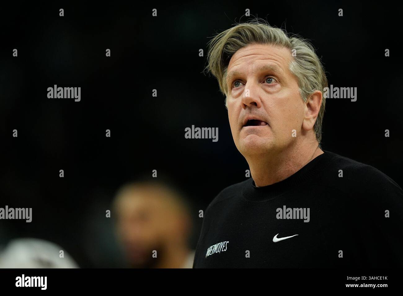 Minnesota Timberwolves head coach Chris Finch looks on during the first ...