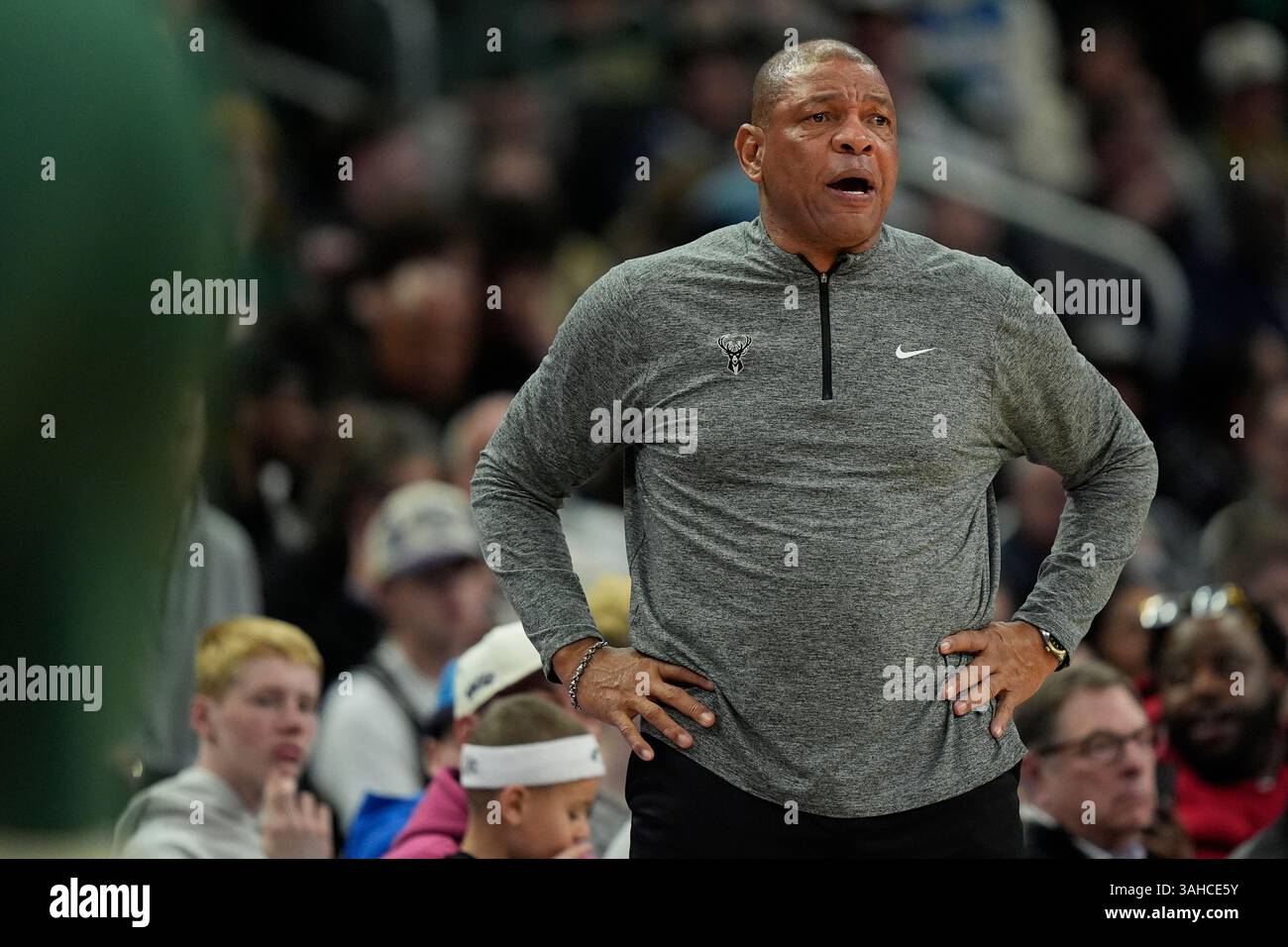 Milwaukee Bucks head coach Doc Rivers looks on during the first half of ...